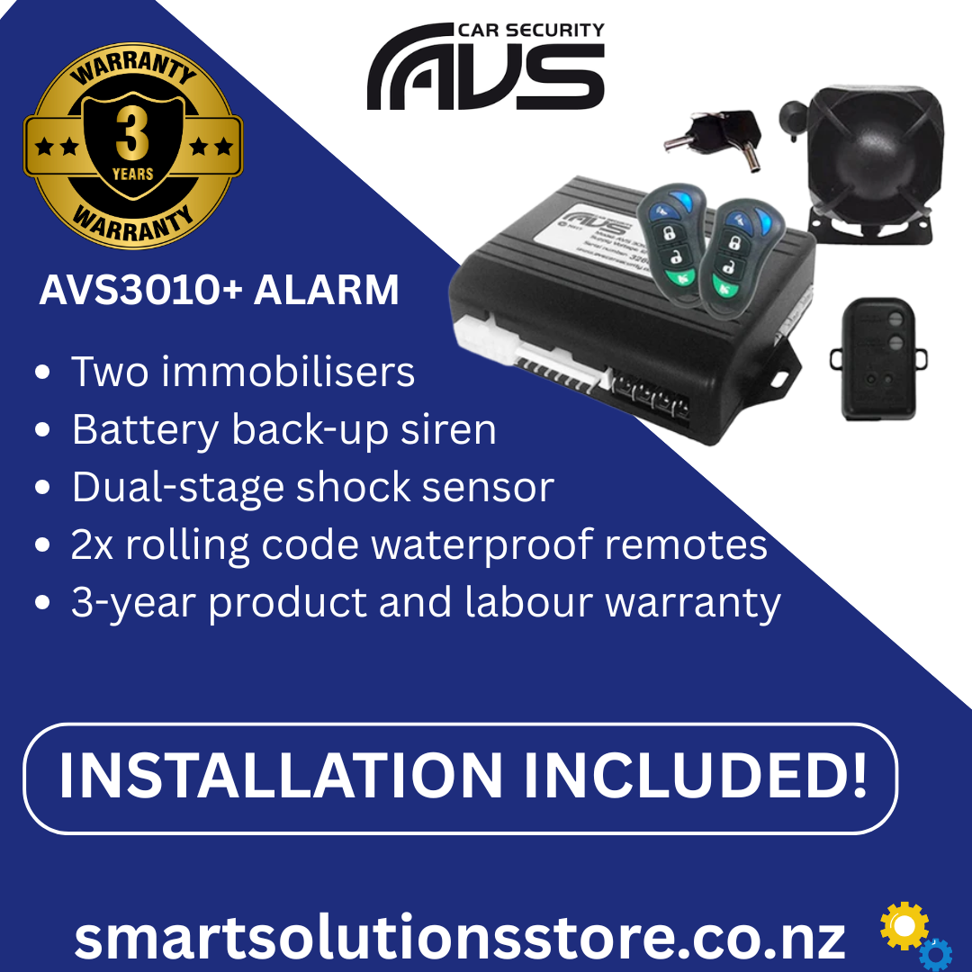 AVS Car Alarm With Installation AVS 3010+ ALARM IMMOBILISER + BATTERY