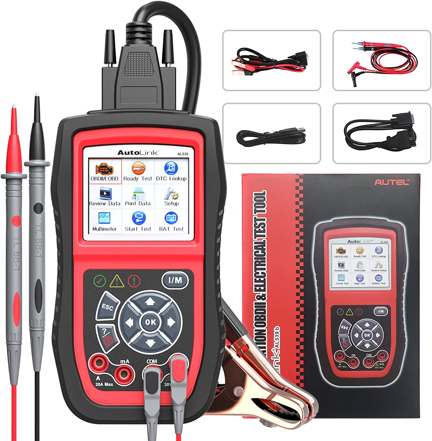Autel AL539B Battery Tester Code Reader 12V Avometer 3-in-1 Circuit Ch